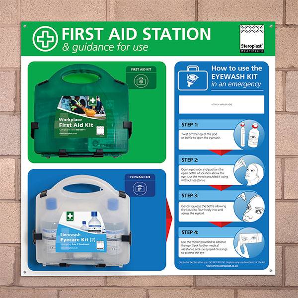 First Aid Kit and Eyewash Kit Station with Mirror| With Optional Kits