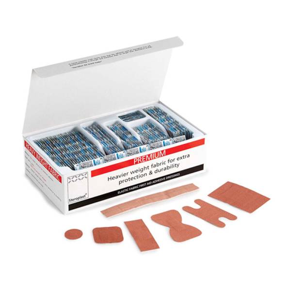 Steroplast Premium Elastic Fabric Plasters – 7 Assorted Sizes – Box of ...