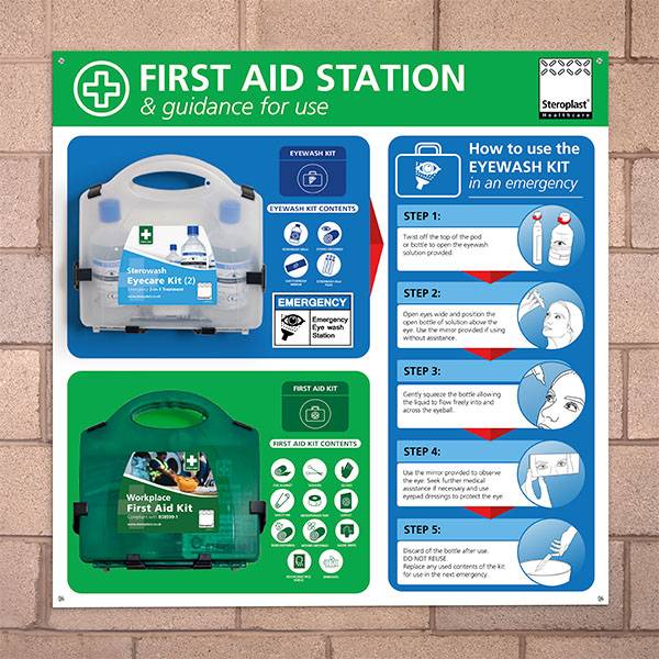 First Aid Kit and Eyewash Kit Station | With Optional Kits