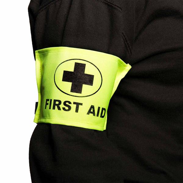 First Aider Printed Armband | Adjustable Velcro Closure | Yellow or ...